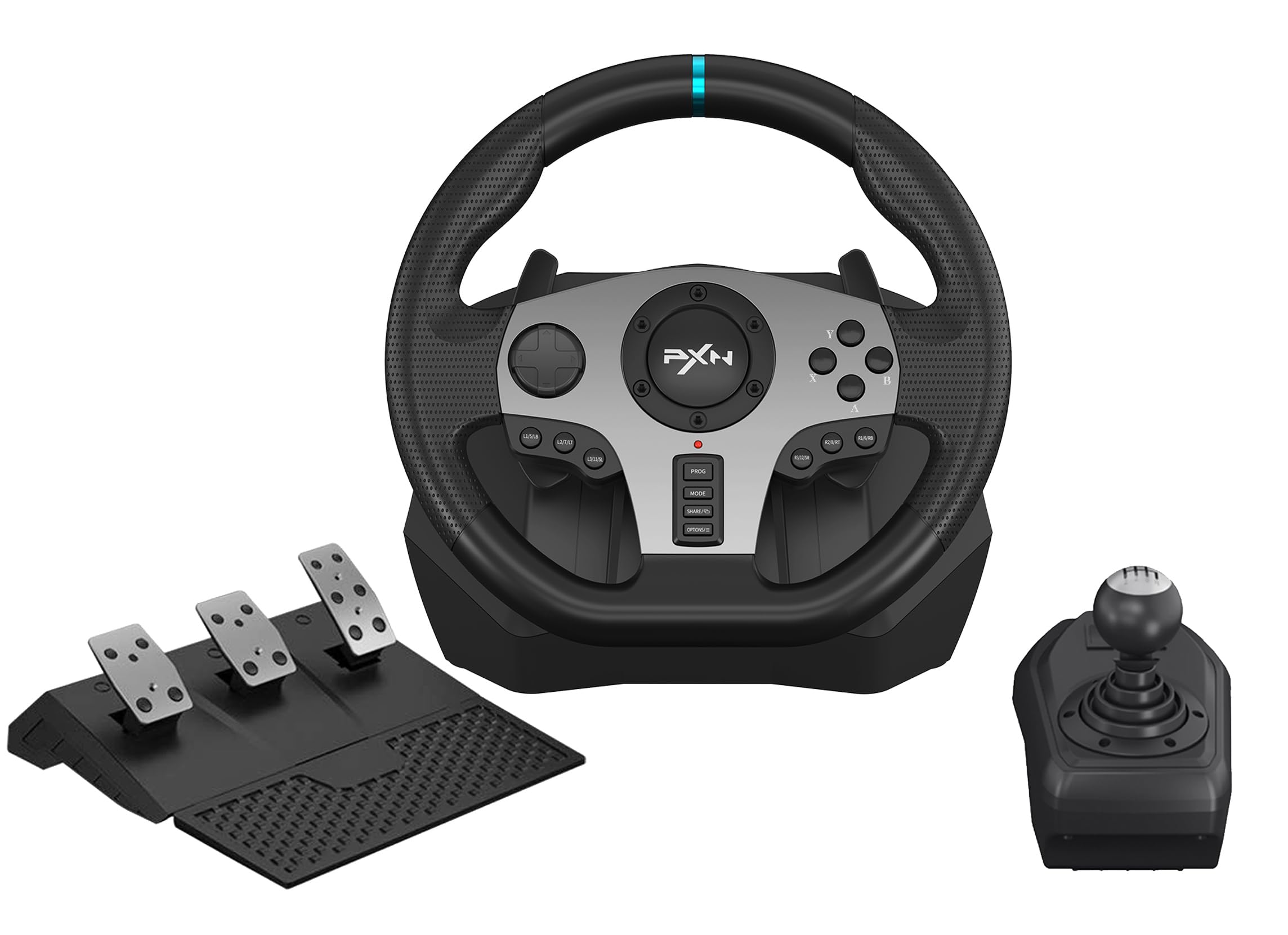 PXN V9 Gaming Steering Wheel With Pedals and Shifter 270/900° Dual-Motor Feedback Driving gaming Racing Wheel for PC,PS4,PS3,Xbox One, Xbox Series X/S,N-Switch