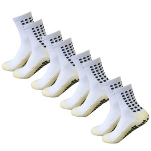 yufree men's soccer socks anti slip non slip grip pads for football basketball sports grip socks, 4 pair