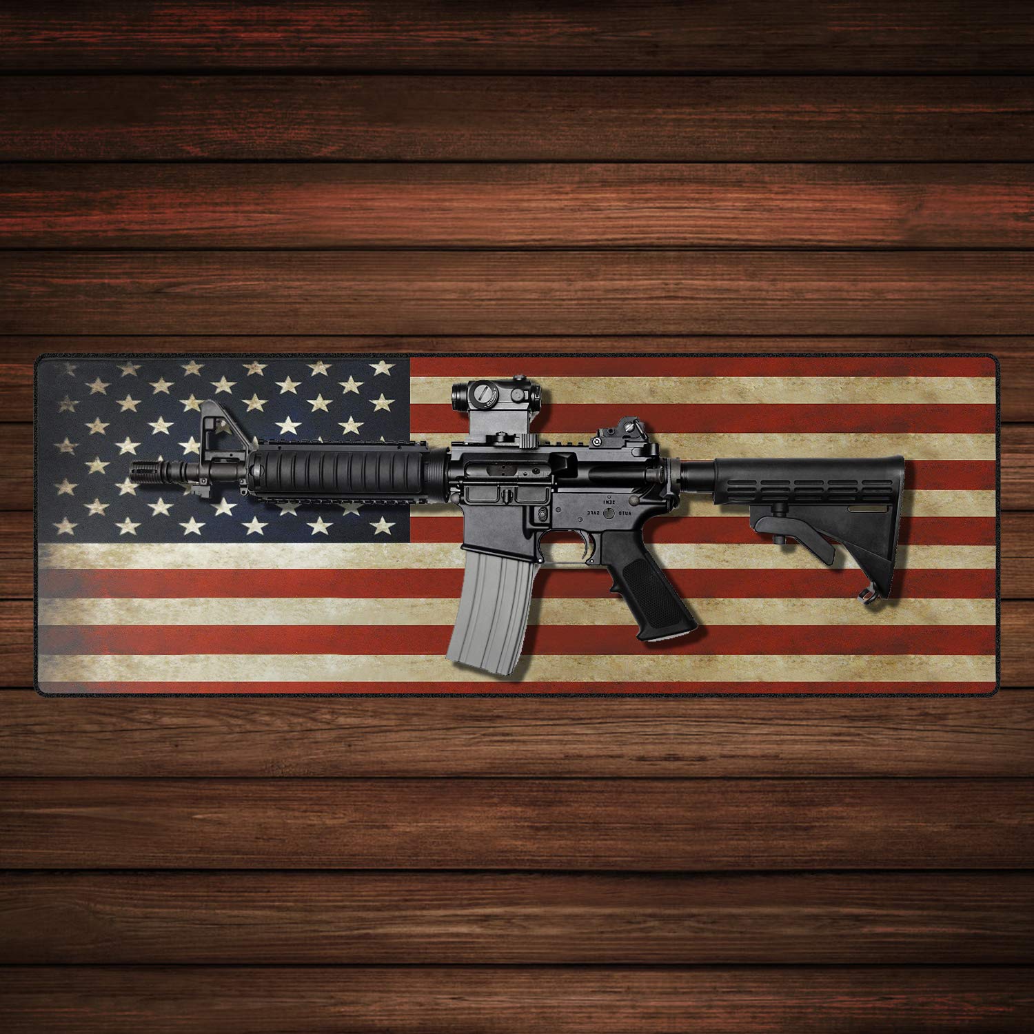 Gun Cleaning Mat Rifle Large 37" x 15.8" of American Flag - Non Slip Backed Waterproof and Oil Resistant with Stitched Edges（ 37" x 15.8"）