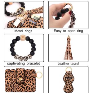 BVGA Wristlet Keychain Bracelet Wallet, Silicone Bead keyring Bangle for Women