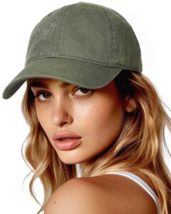 furtalk men and women vintage washed distressed cotton baseball cap plain blank adjustable classic baseball hat cap green