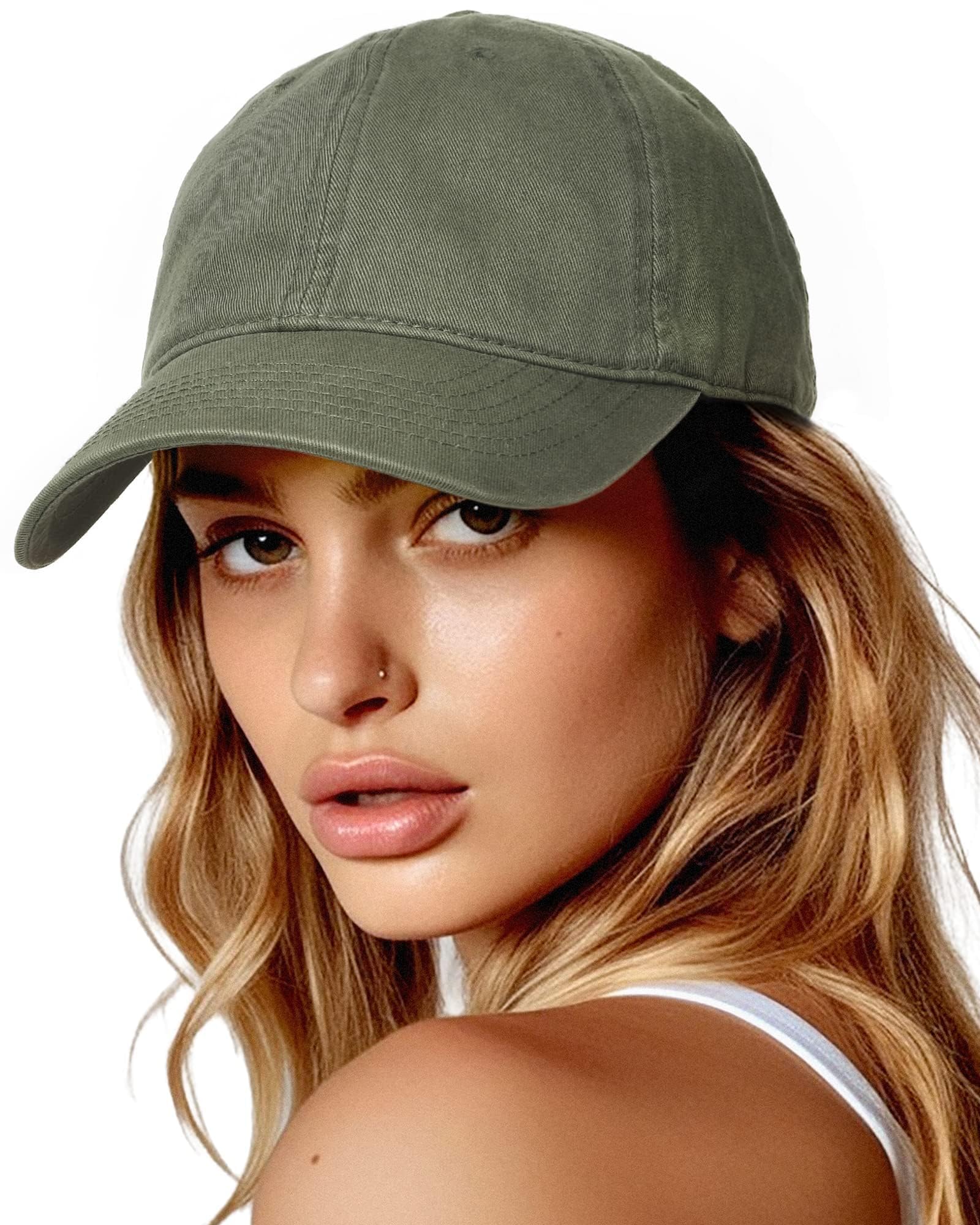 FURTALK Men and Women Vintage Washed Distressed Cotton Baseball Cap Plain Blank Adjustable Classic Baseball Hat Cap Green