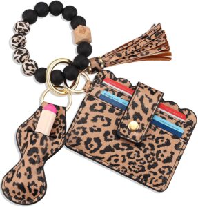 bvga wristlet keychain bracelet wallet, silicone bead keyring bangle for women