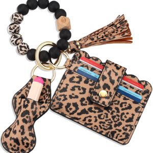 BVGA Wristlet Keychain Bracelet Wallet, Silicone Bead keyring Bangle for Women