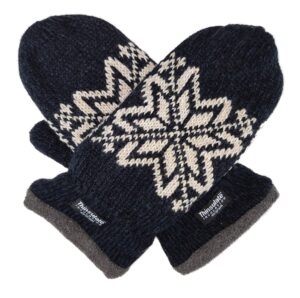 bruceriver mens snowflake knit mittens with warm thinsulate fleece lining (xxl, black)