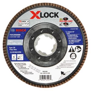 bosch fdx2950080 1-piece 5 in. x-lock flap disc 80 grit compatible with 7/8 in. arbor type 29 for applications in metal blending and grinding