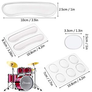 CCOZN Drum Dampeners Gel Pads, 24 Pieces Oval Drum Dampeners 2 Pieces Long Clear Drum Dampeners Silicone Drum Silencers Soft Drum Dampening Gel Pads Transparent Drum Mute Pads for Drums Tone Control