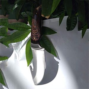 Hunting Knife with Gut Hook, 7.68" Gut Hook Hunting Knife with 440C Stainless Steel Outdoor Gut Hook Knives, Leather Sheath Included by Kratos - ZFS3