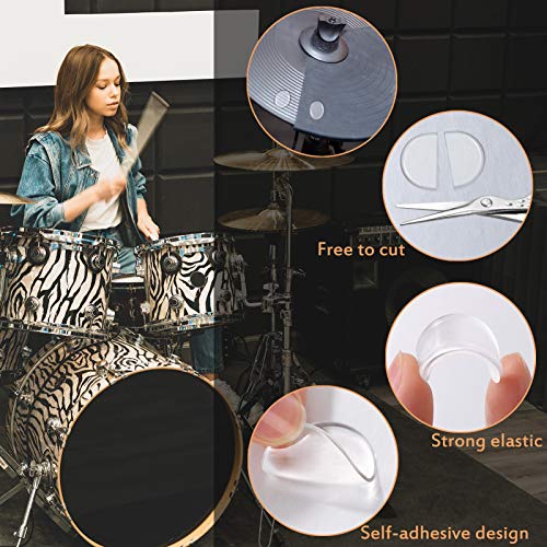 CCOZN Drum Dampeners Gel Pads, 24 Pieces Oval Drum Dampeners 2 Pieces Long Clear Drum Dampeners Silicone Drum Silencers Soft Drum Dampening Gel Pads Transparent Drum Mute Pads for Drums Tone Control