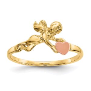 14k two-tone angel & satin heart ring qk3891