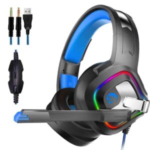 raxinbang headset noise canceling for ps4 gaming headset, 360 ° pickup microphone，over-ear gaming headphones,led light ，noise cancellation over ear ， for xbox one pc laptop tablet mac smart phone