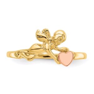 14K Two-tone Angel & Satin Heart Ring QK3891