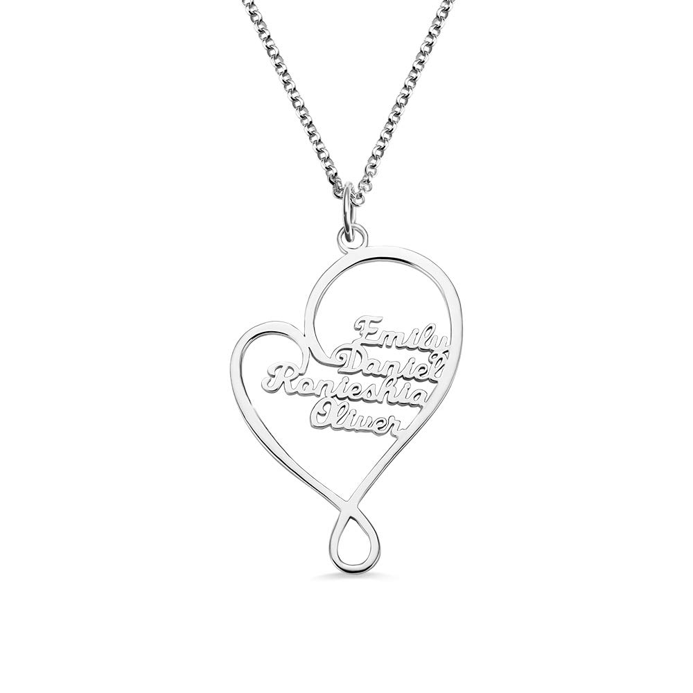 AILIN Hug Heart Name Necklace 925 Sterling Silver/Stainless Steel Custom 1-8 Name Pendant Mothers Days Jewelry Anniversary Birthday Gifts For Mom Grandma Wife