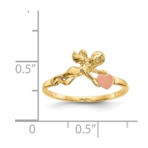 14K Two-tone Angel & Satin Heart Ring QK3891