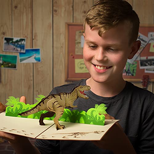 T Rex Dinosaur Birthday Card by Devine Popup Cards | 3D Cards Pop Up Birthday Cards Kids Dad Husband | Pop Up Greeting Cards | Funny 3D Card | Love Father Boy Son