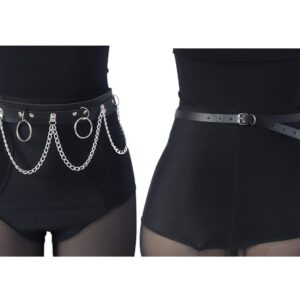 YOVORO 2PCS Punk Waist Belly Chain Belt for Women Leather Layered Body Chain Dance Pary Body Accessories Jewelry