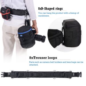 VisionKids Multi-Function Utility Belt Camera Waist Belt Adjustable 8XD-Rings for Hanging Tripod, Flashlight, Water Bottle or Photography Accessories Fit for Outdoor Photographer Universal Pack Strap