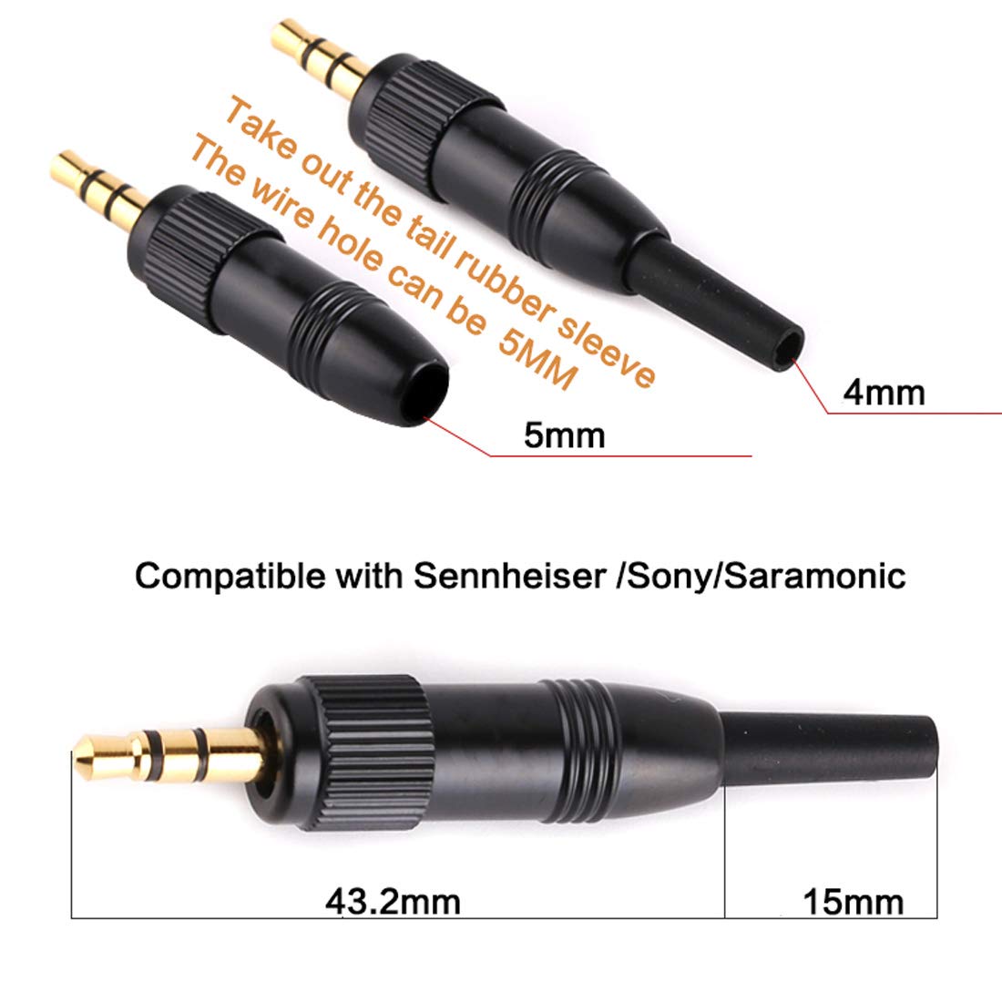 CANFON 3.5mm (1/8 Inch) TRS Male Screw Lock Stereo DIY Connector Audio Adapter Compatible with Sennheiser Sony Saramoinc BOYA Comica Lavalier Microphone(4mm)