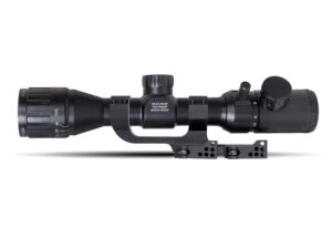 monstrum 3-9x32 ao rifle scope with illuminated range finder reticle and parallax adjustment | zr252 quick release scope mount | bundle