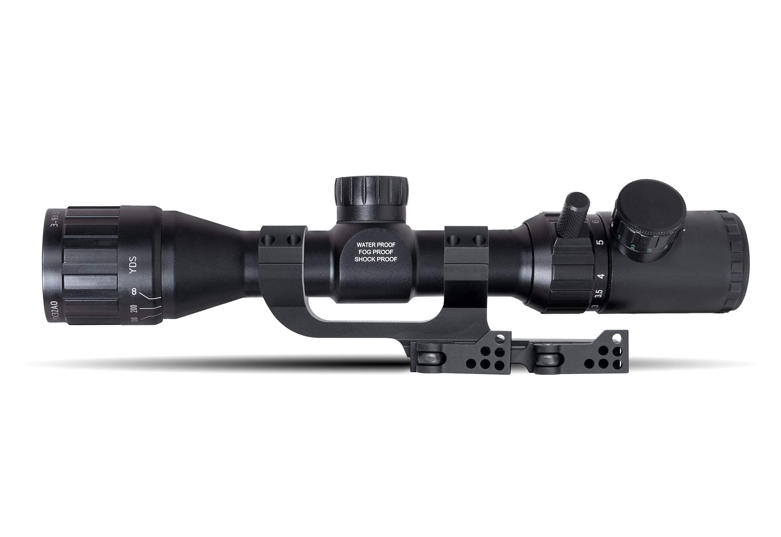 Monstrum 3-9x32 AO Rifle Scope with Illuminated Range Finder Reticle and Parallax Adjustment | ZR252 Quick Release Scope Mount | Bundle