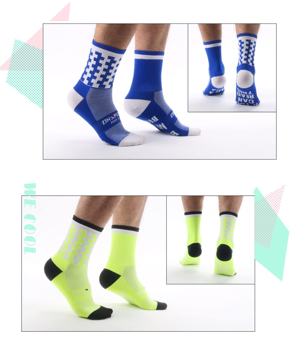 GuaziV Cycling Socks for Men & Women，Colorful Compression Hiking Socks Running Socks for Travelling, Walking, Climbing