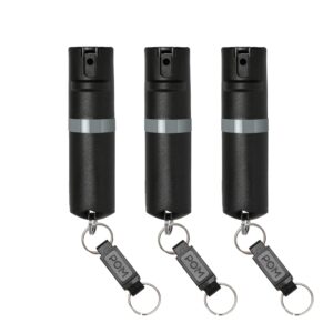 pom pepper spray flip top keychain - maximum strength oc spray self defenes - 25 bursts, 10ft range - accurate stream pattern