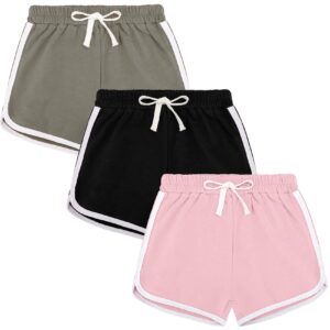 booph 3pc girls athletic shorts active running dolphin short 10-12 year gray black pink