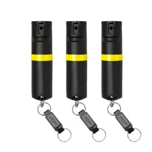 pom pepper spray flip top keychain - maximum strength oc spray self defenes - 25 bursts, 10ft range - accurate stream pattern