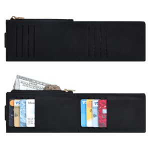 Chelmon Womens Wallet Slim RFID Blocking Bifold Multi Card Case Wallet with Zipper Pocket (Black Smooth)