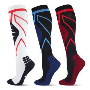 yig compression socks 20-30mmhg for women & men, best for sports, sports, nursing, cycling, fitness (white and black)