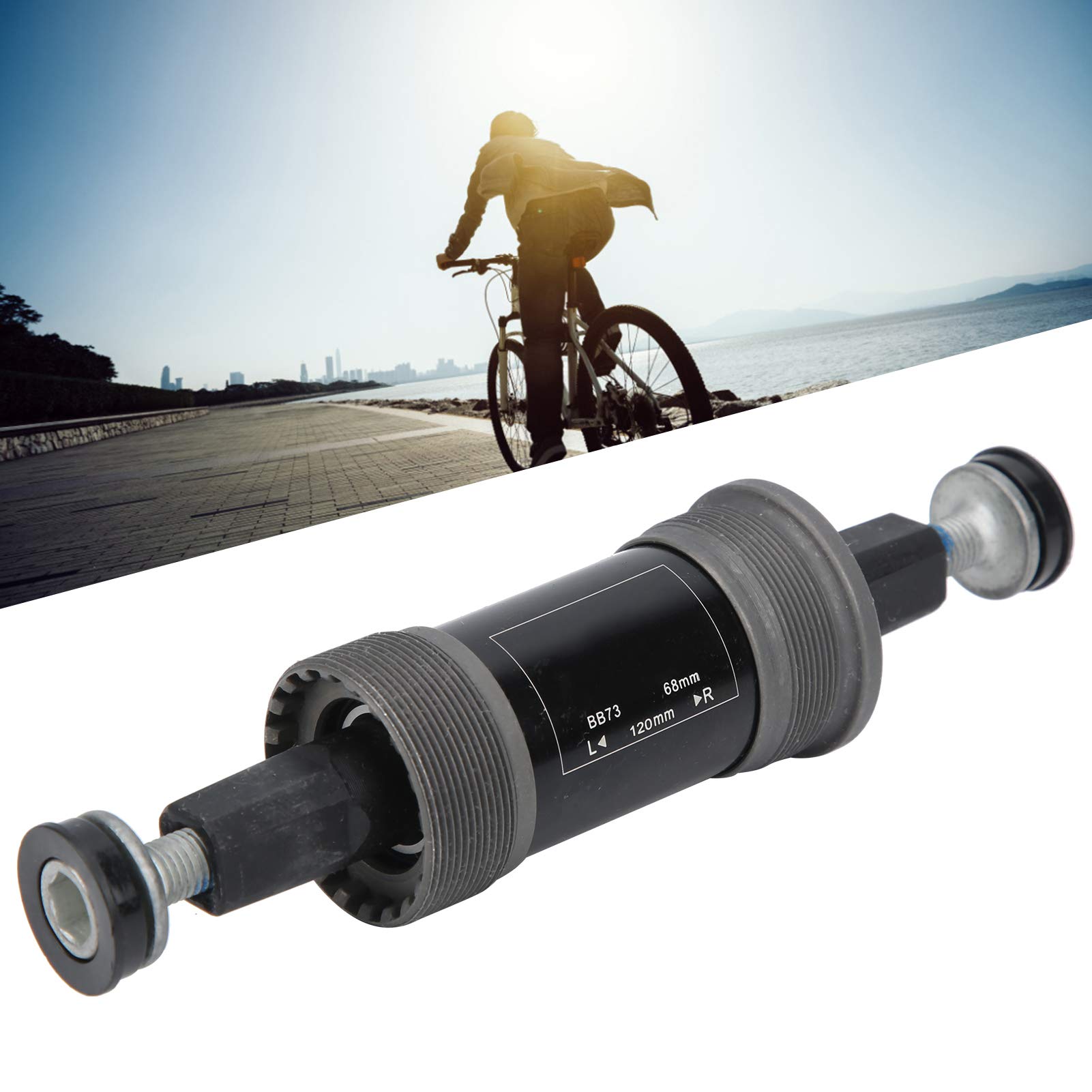 Alomejor Bike Bottom Bracket 68mm Bike Sealed Bottom Bracket Taper Metal Bearing for Mountain Bike with Screws (120mm)