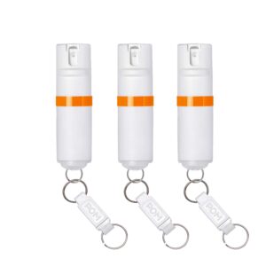 pom pepper spray flip top keychain - maximum strength oc spray self defenes - 25 bursts, 10ft range - accurate stream pattern