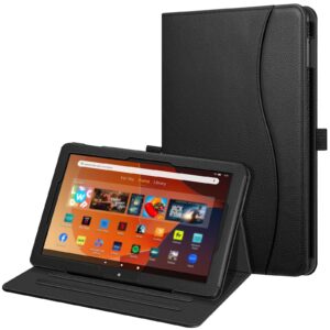 fintie case for all-new amazon fire hd 10 and 10 plus tablet (13th/11th generation, 2023/2021 release) 10.1" - [multi-angle] stand cover with pocket auto wake/sleep, black