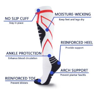 YiG Compression Socks 20-30mmHg for Women & Men, Best for Sports, Sports, Nursing, Cycling, Fitness (White and Black)