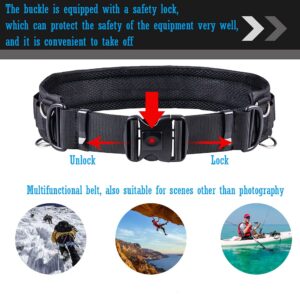 VisionKids Multi-Function Utility Belt Camera Waist Belt Adjustable 8XD-Rings for Hanging Tripod, Flashlight, Water Bottle or Photography Accessories Fit for Outdoor Photographer Universal Pack Strap