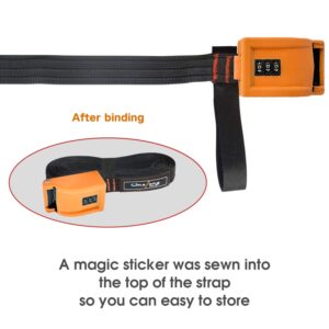 Onefeng Sports 800lbs Lockable Tie Down Straps with 3-Digit Password Buckle Include 3 Steel Cables 1.5" Width Keep Kayak Surfboard Paddleboard Canoe Safe 2pack Each Strap 10FT