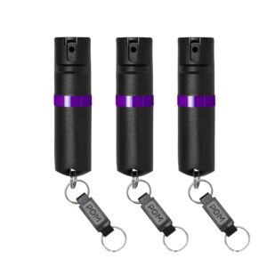 pom pepper spray flip top keychain - maximum strength oc spray self defenes - 25 bursts, 10ft range - accurate stream pattern