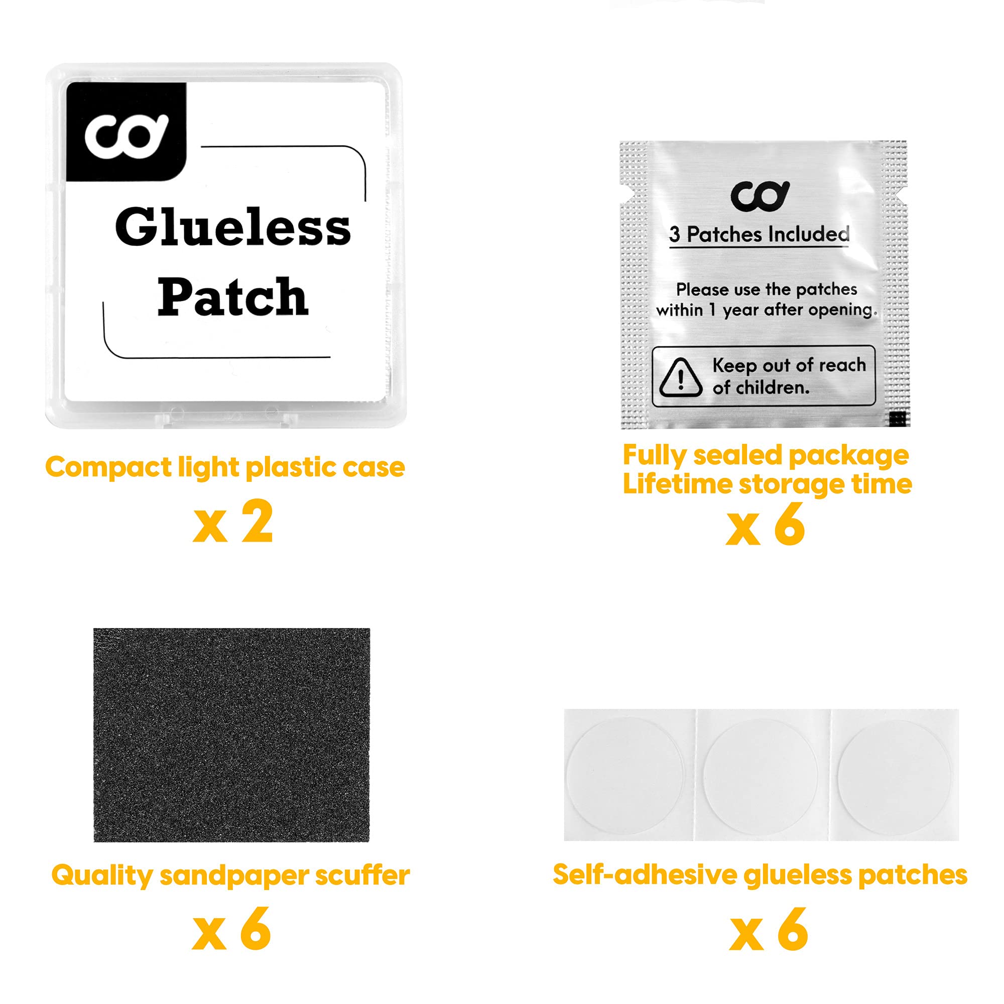 CyclingDeal Glueless Bike Bicycle Tire Patch Repair Kit with Sand Paper - Bicycle Inner Tube Puncture Patching - Flat Tube Repair Without Rubber or Glue - Great for MTB, Road & City Bikes Bicycles