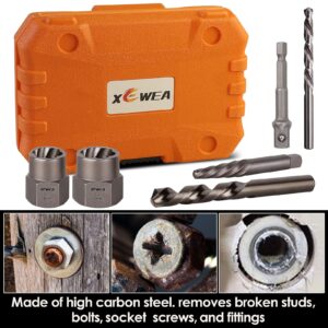 XEWEA 26Pcs Screw & Bolt Extractor Set and Right Drill Bit Set, Easy Out Broken Lug Nut Extraction Socket Kit Tool for Damaged, Frozen,Studs,Rusted, Rounded-Off Bolts, Nuts & Screws