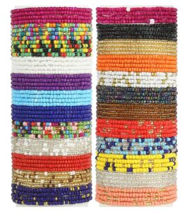 24 pieces waist beads for women colorful beaded body chain elastic string waist chain beach bikini belly chains summer jewelry for women