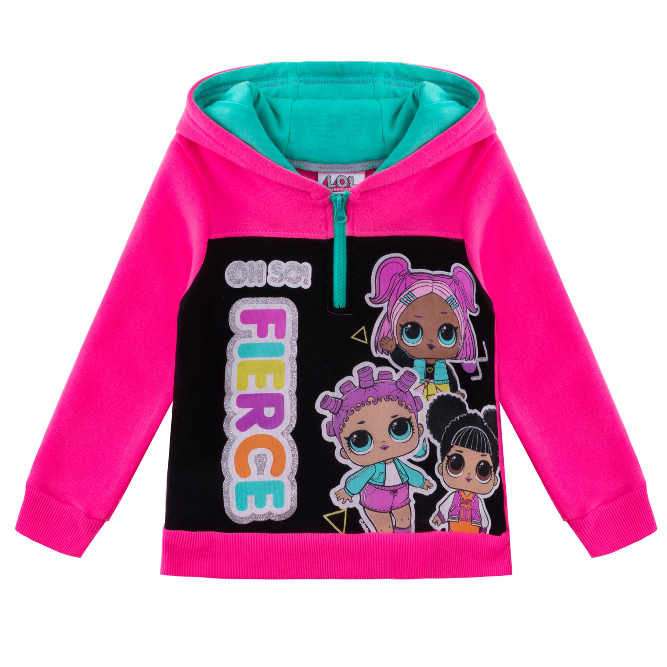 LOL Surprise Dolls OMG Zip Up Hoodie Pullover for Kids Pink/Black Hoodie for Girls