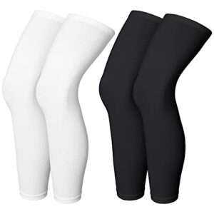 skylety compression leg sleeve full length leg sleeves sports cycling leg sleeves for men women, running, basketball (4 pieces,black and white,l)