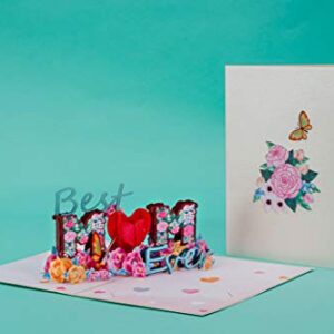 Paper Love 3D Pop Up Mothers Day Card, Best Mom Ever, For Mom, Wife - 5" x 7" Cover - Includes Envelope and Note Tag