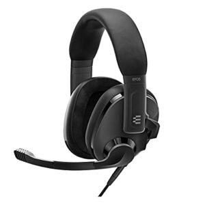 epos h3 closed acoustic gaming headset with noise-cancelling microphone - plug & play audio - around the ear - adjustable, ergonomic - for pc, mac, ps4, ps5, switch, xbox - onyx black