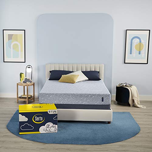 Serta - 9 inch Cooling Gel Memory Foam Mattress, King Size, Medium-Firm, Supportive, CertiPur-US Certified, 100-Night Trial - Sheepless Night Blue