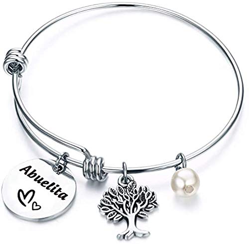 BEKECH Spanish Grandma Jewelry Abuelita Expandable Wire Bangle Bracelet Abuela Jewelry Mother’s Day Gift for Abuelita