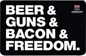 tekmat 17" beer & guns & bacon & freedom gun cleaning mat, durable, protects your weapon and cleaning area, multicolor, one size (tek-17-bgbf)