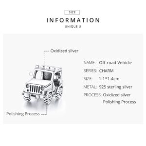 VOROCO Sterling Silver Charm for Bracelets Motorcycle Bicycle Truck Bus Car Charms Bead Transportation series for Woman men Jewelry Gifts