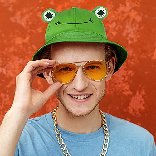 SAOROPEB Frog Hat for Adult Teens, Cute Bucket Hat, Cotton Funny Fisherman Men Women Green