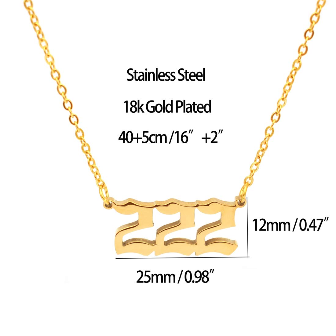 HUTINICE Angel Number Necklace, 222 Necklace Gold Dainty Choker Lucky Numbers Pendant Numerology Minimalist Women Jewelry (222-Gold)